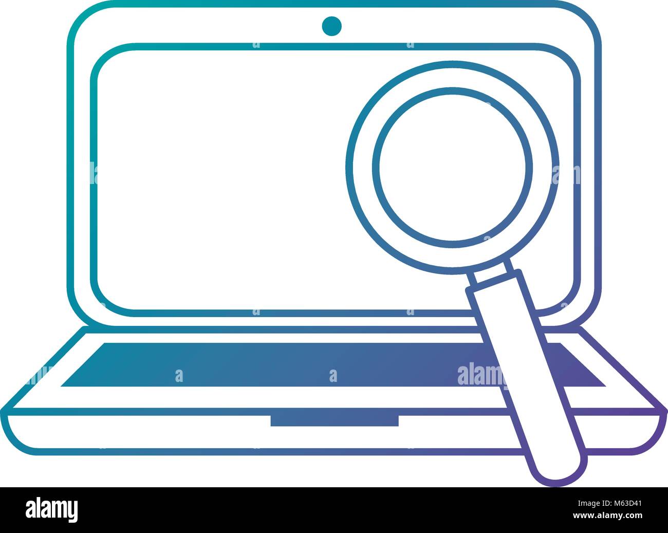 laptop computer with magnifying glass vector illustration design Stock ...