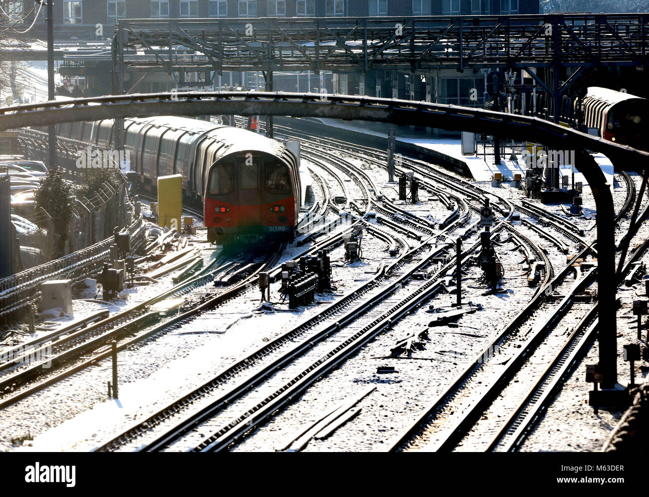 Snow tracks on the Northern Line Stock Photo - Alamy