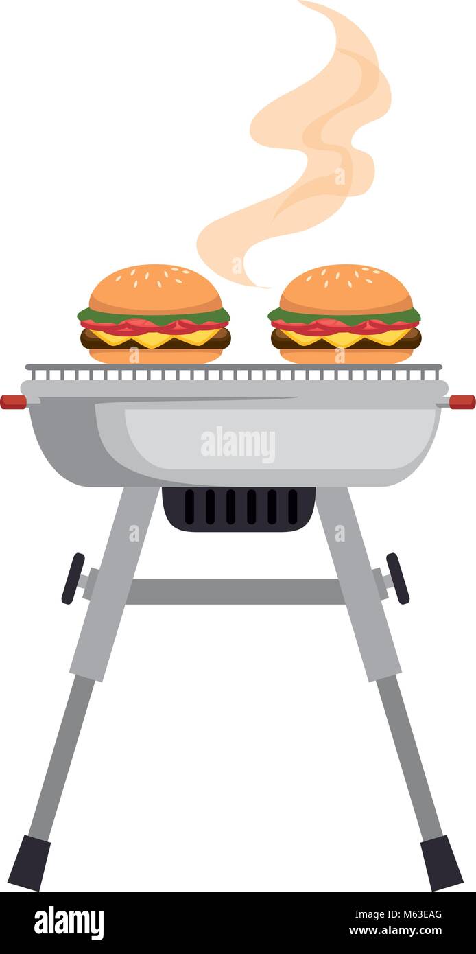 grill oven with burgers vector illustration design Stock Vector Image ...