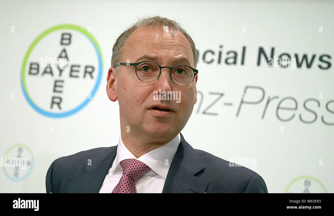 Leverkusen, Germany. 28th Feb, 2018. Werner Baumann, chairman of Bayer ...