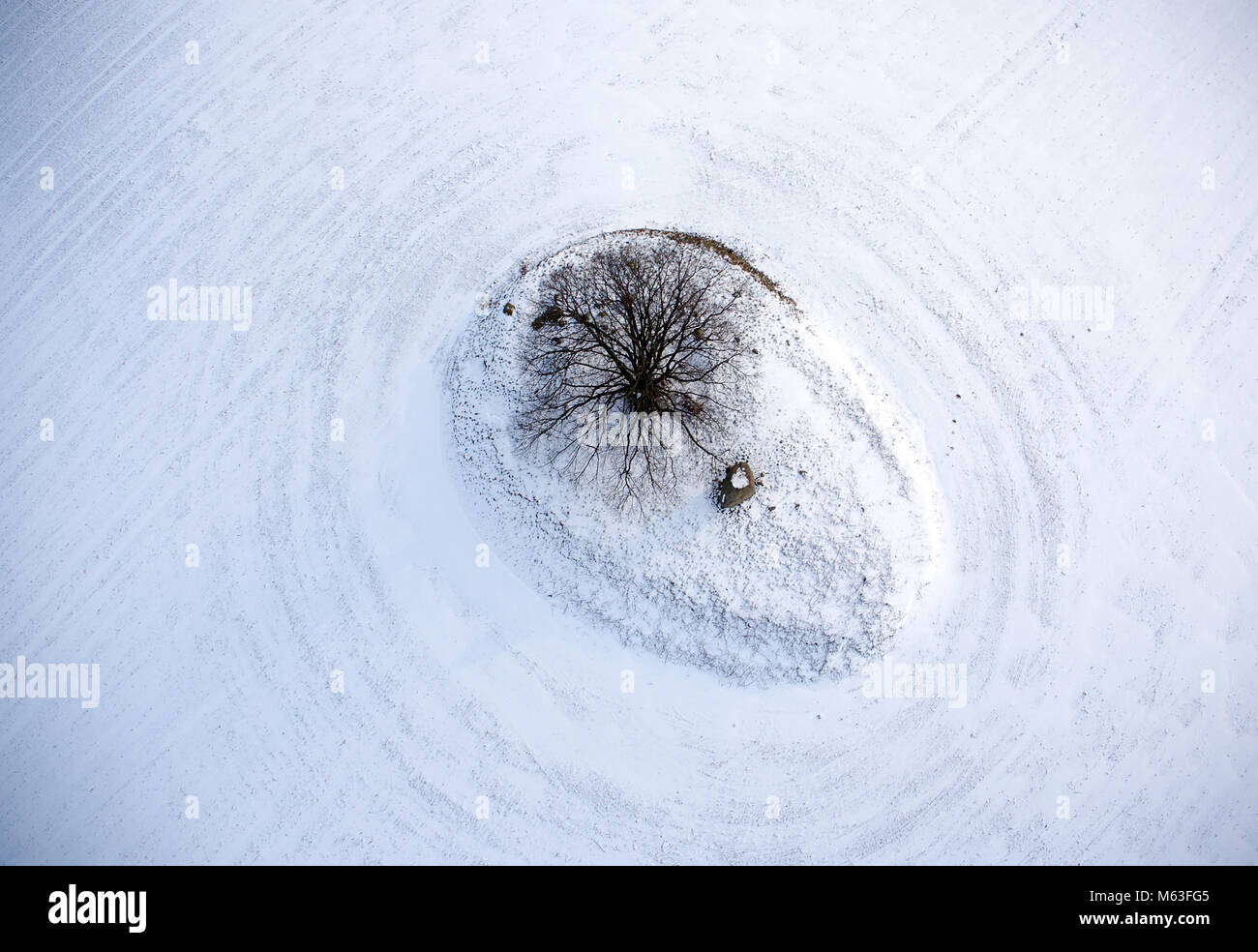 Snow covering an old burial mound in Gross Stieten, Germany, 27 ...