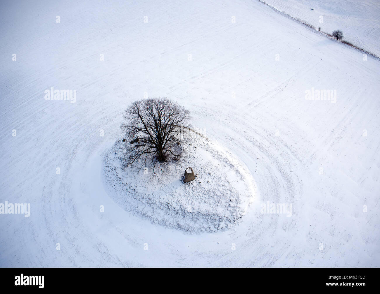 Snow covering an old burial mound in Gross Stieten, Germany, 27 ...