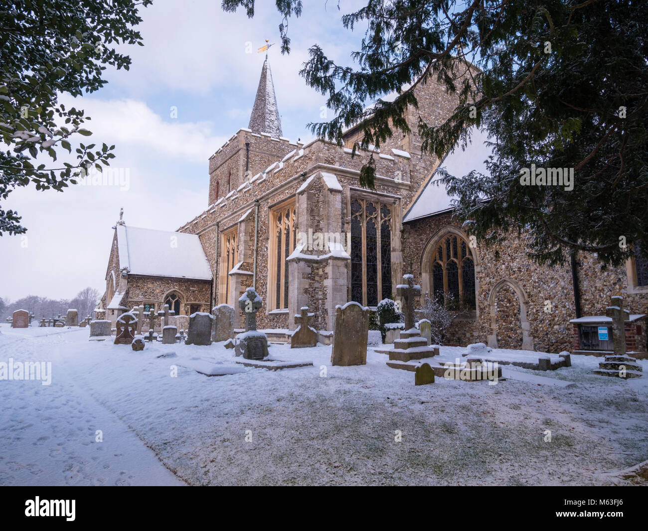 Great Bardfield, Braintree. 28th Feb, 2018. UK Weather: Snow has fallen ...