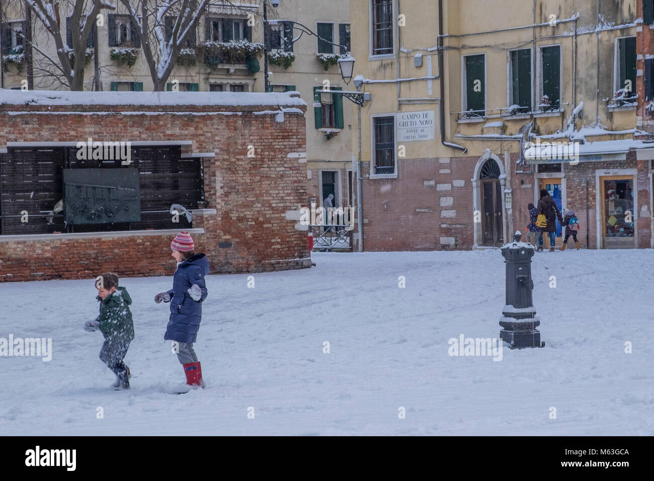 Venice, ITALY. 28 February, 2018. A general view of Venice covered in ...