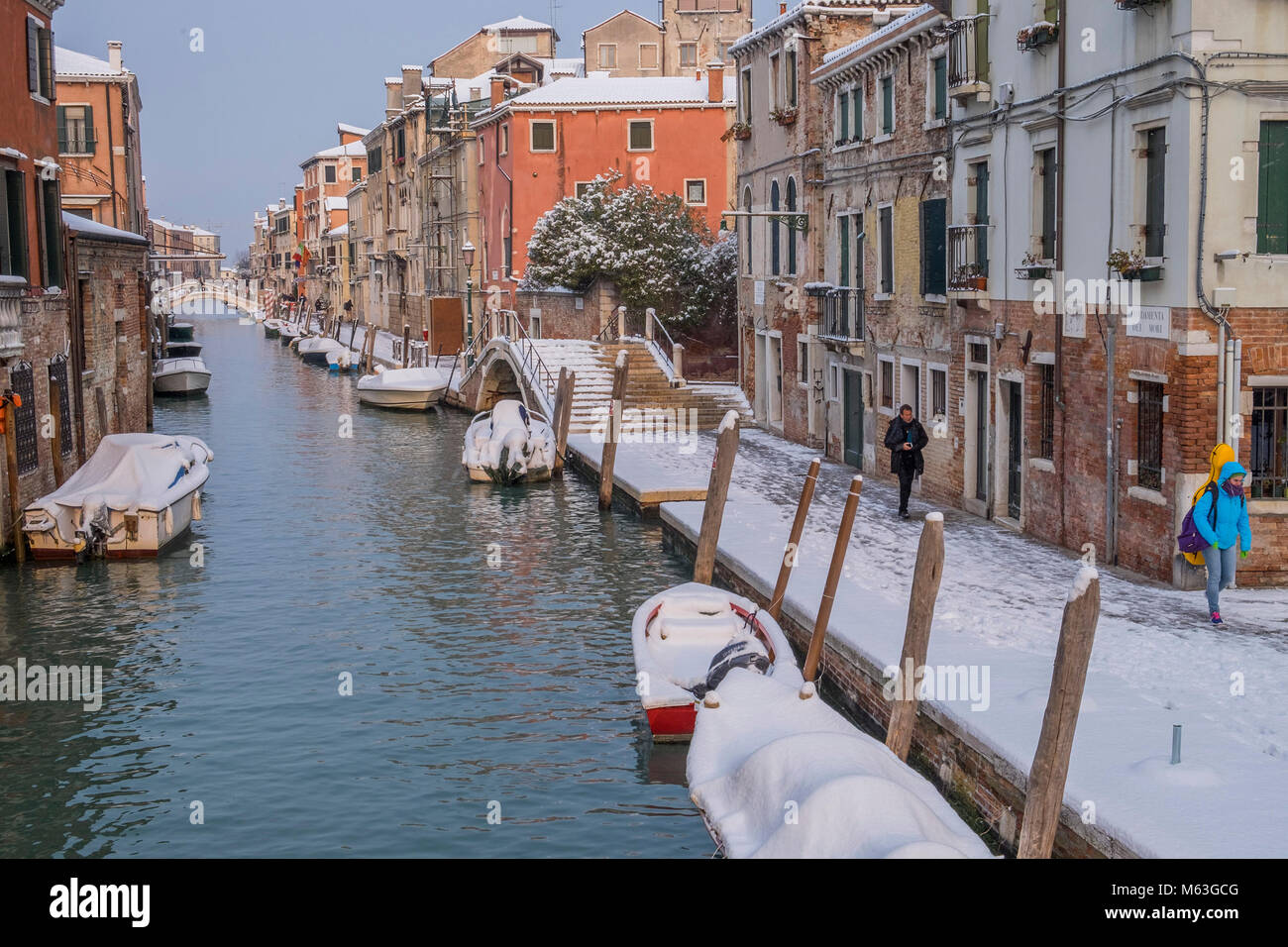 Venice, ITALY. 28 February, 2018. A general view of Venice covered in ...