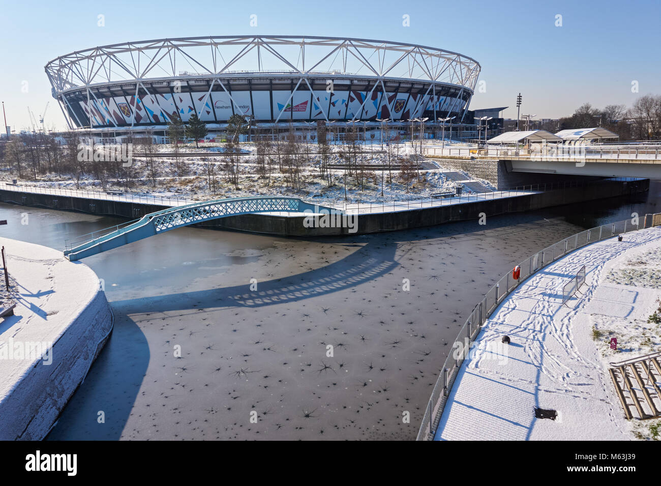 West Ham London Stadium at the Queen Elizabeth Olympic Park in winter ...
