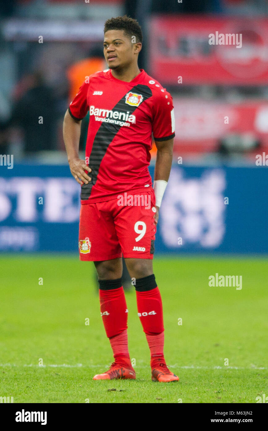 Leverkusen, Deutschland. 25th Feb, 2018. Leon BAILEY (LEV) ist disappointed, entt uscht, Entt ...