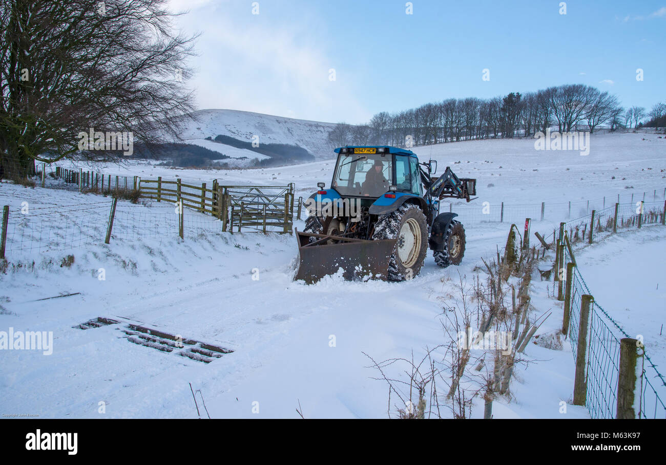 Chipping, Preston, Lancashire, UK. 28th Feb, 2018. Snow ploughing the ...