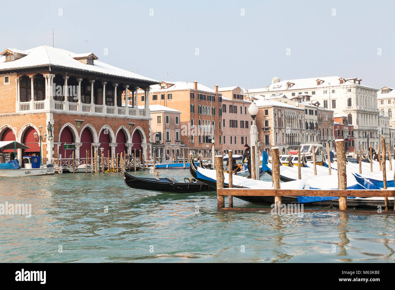 Venice, Veneto, Italy, 28th Fenbruary 2018. Rare snow in Venice caused ...