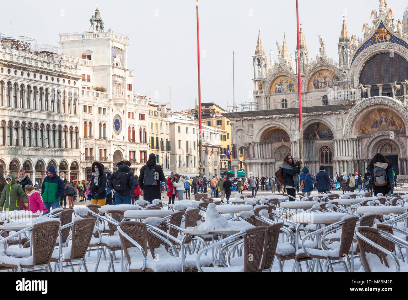 Venice, Veneto, Italy, 28th Fenbruary 2018. Rare snow in Venice caused ...