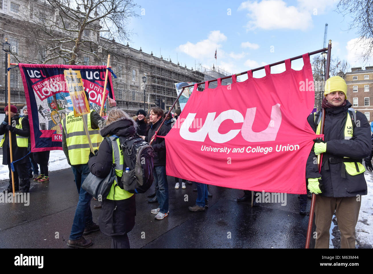 London, UK. 28 February 2018. Members of the University College Union ...