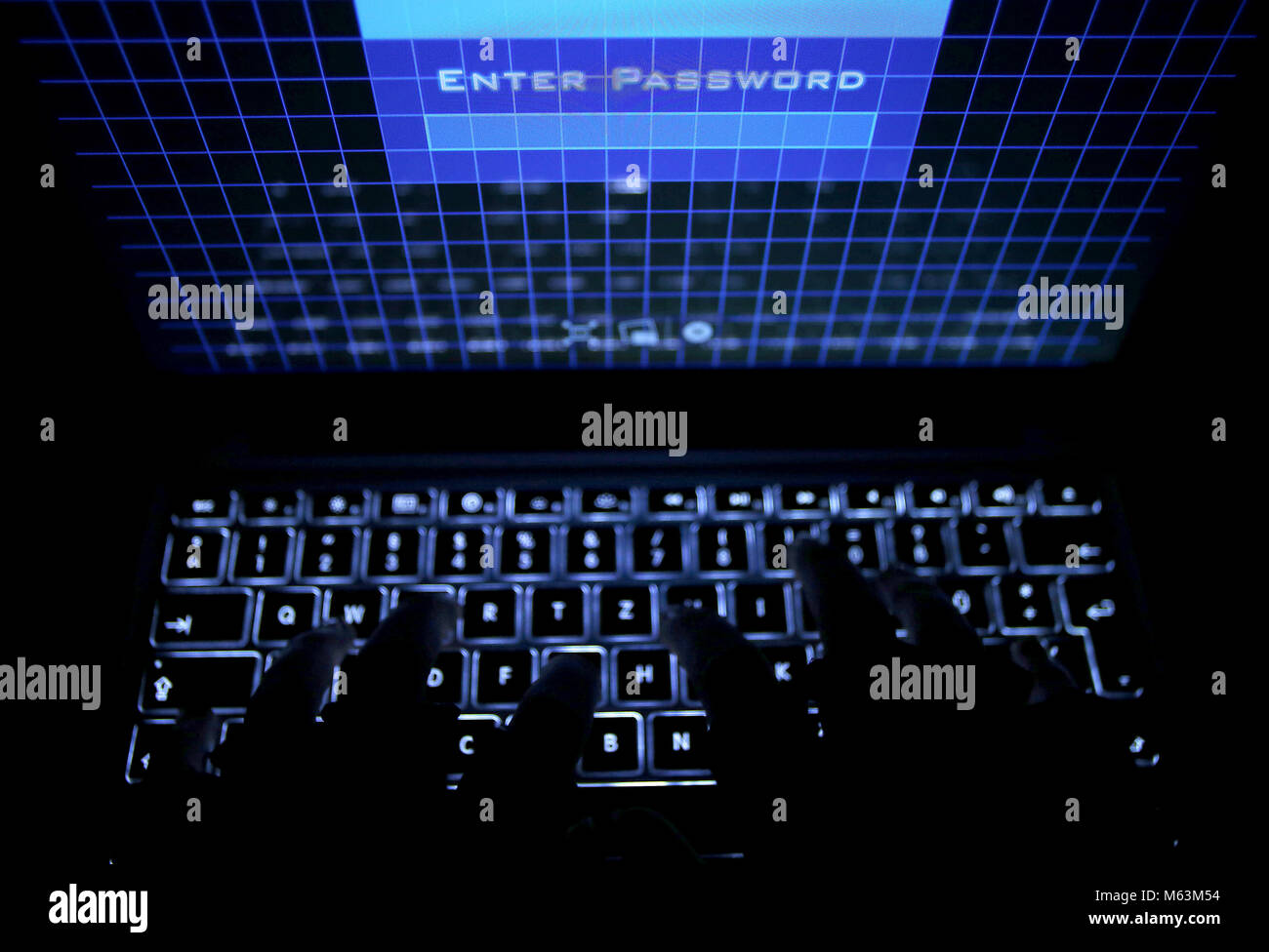 FILED - ILLUSTRATION - 25 August 2014, Germany, Cologne: A person types ...