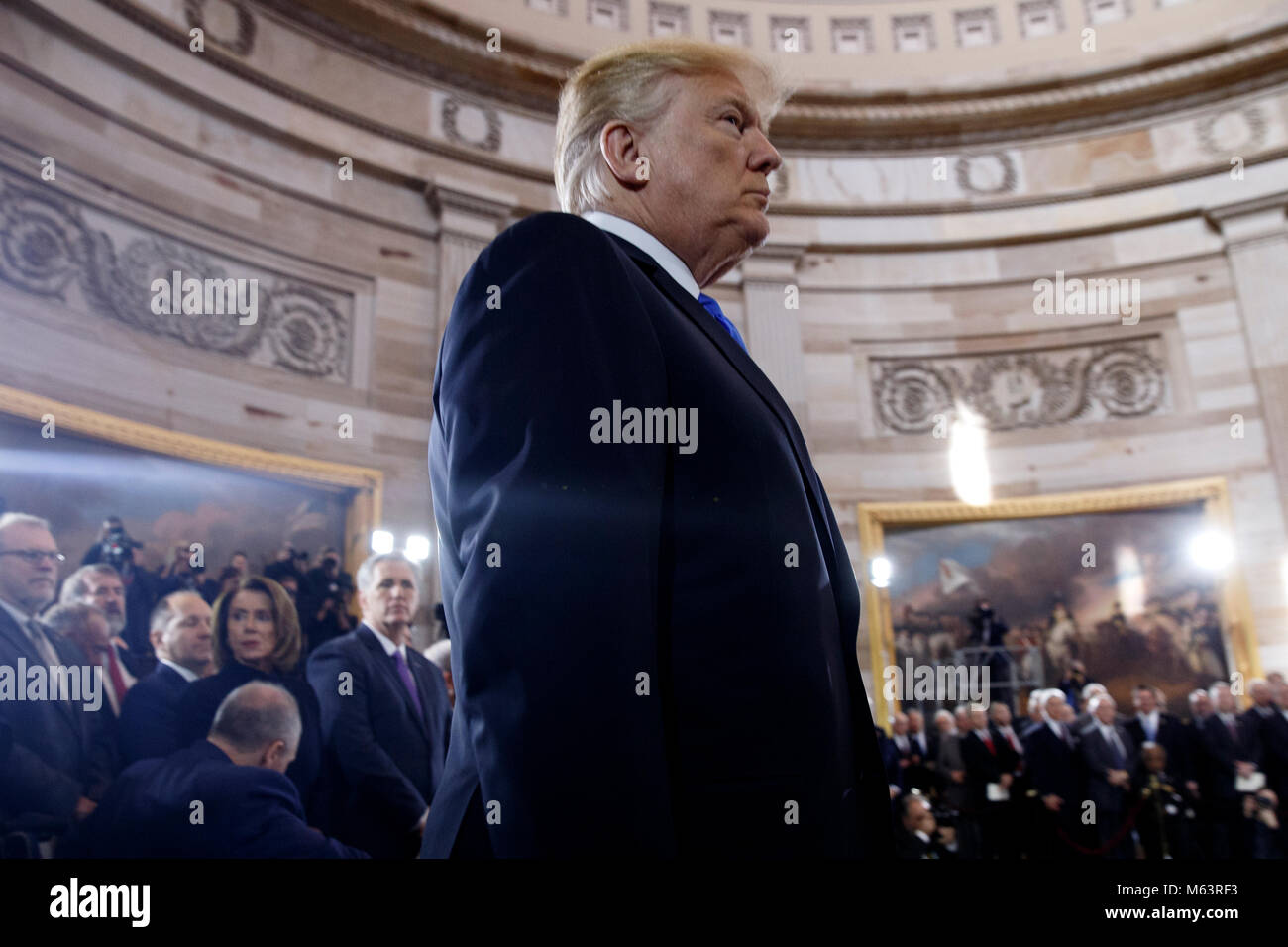 US President Donald J. Trump arrives for a ceremony honoring American ...