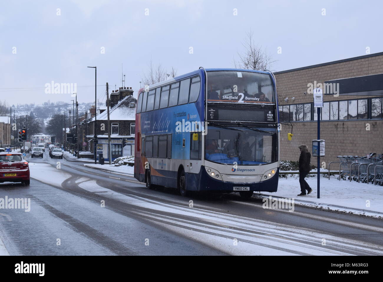 Sheffield, United Kingdom. 28th February 2018. A Stagecoach bus heading ...