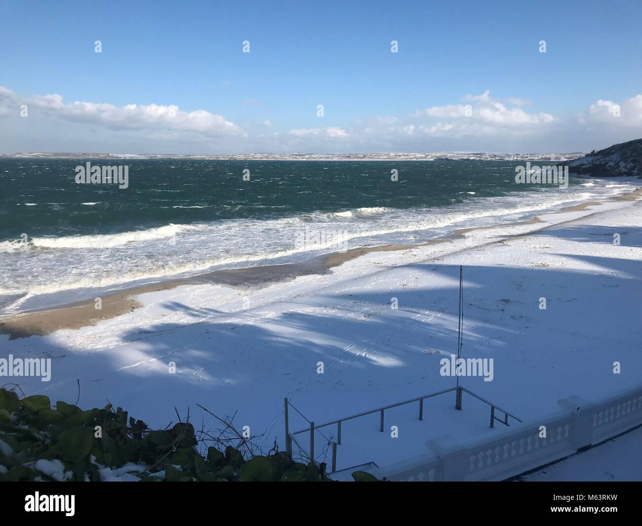 Snow blankets Porthminster Beach as snow storm brings heavy snow fall ...