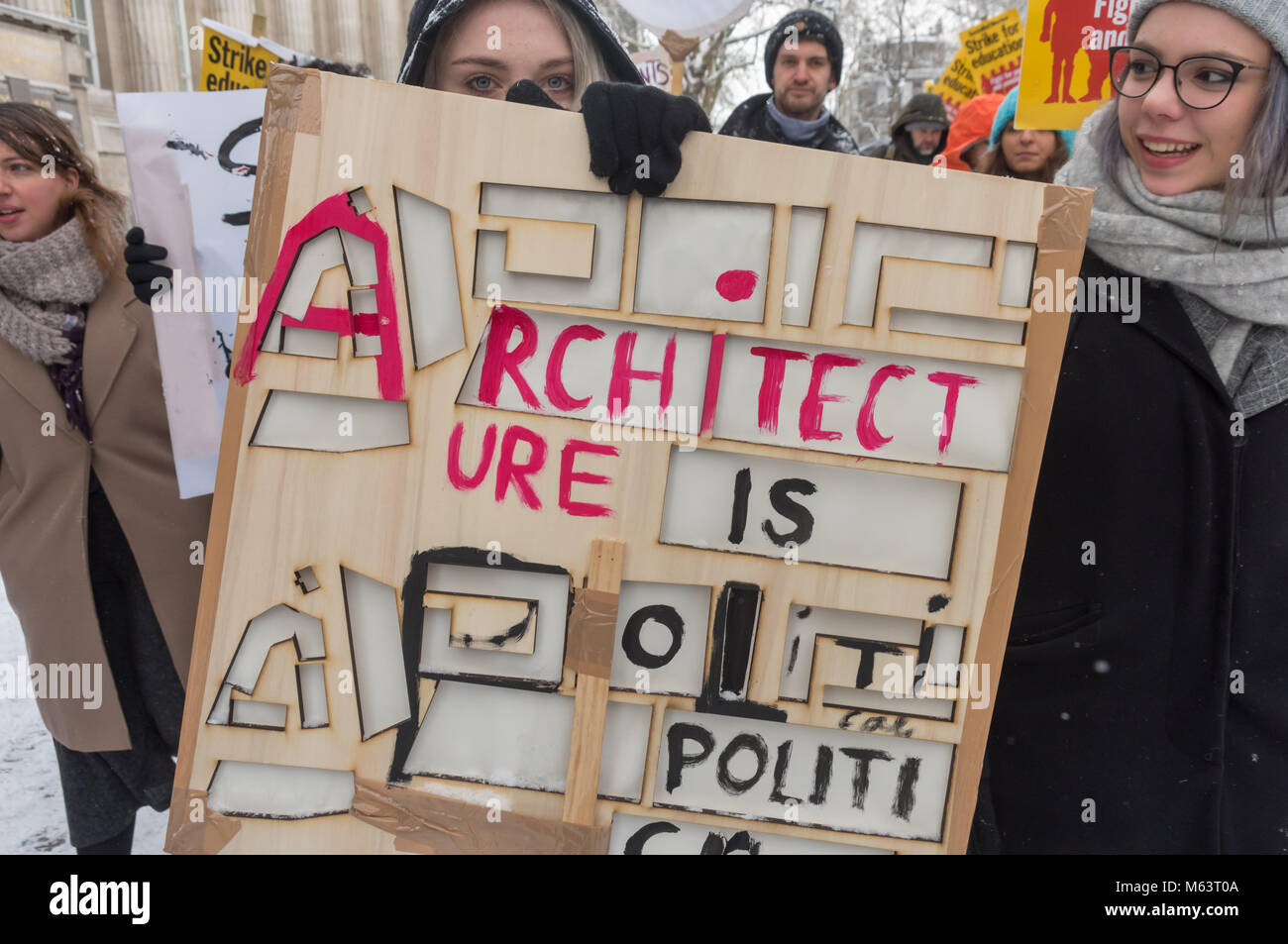 London, UK. 28 February 2018. UCU Members, FE staff and students march ...