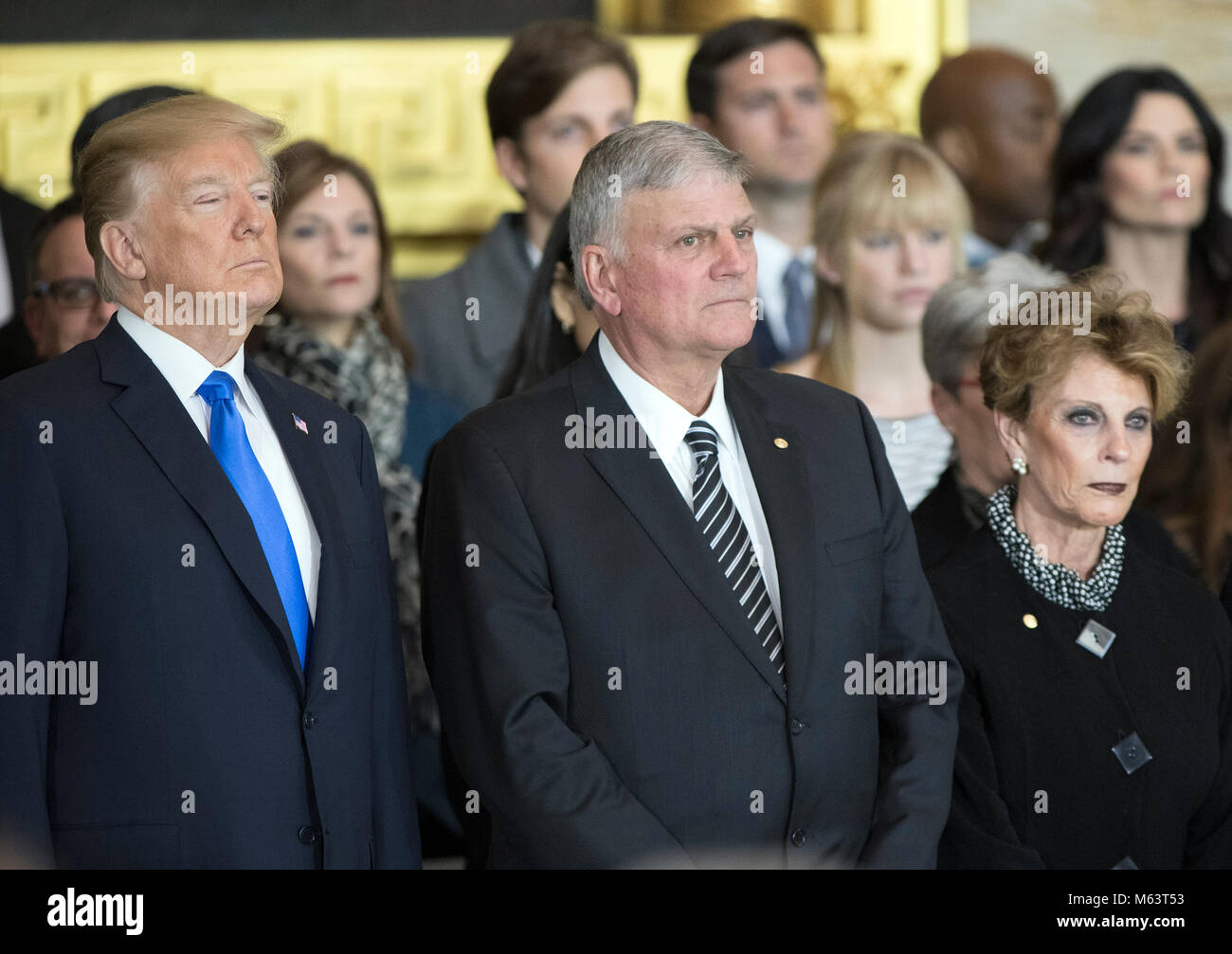 United States President Donald J. Trump, left, Franklin Graham, center ...
