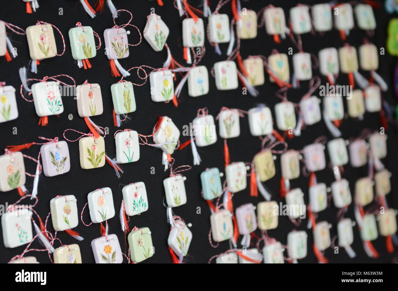 Bucharest, Romania. 28th Feb, 2018. Traditional spring amulets, called ...