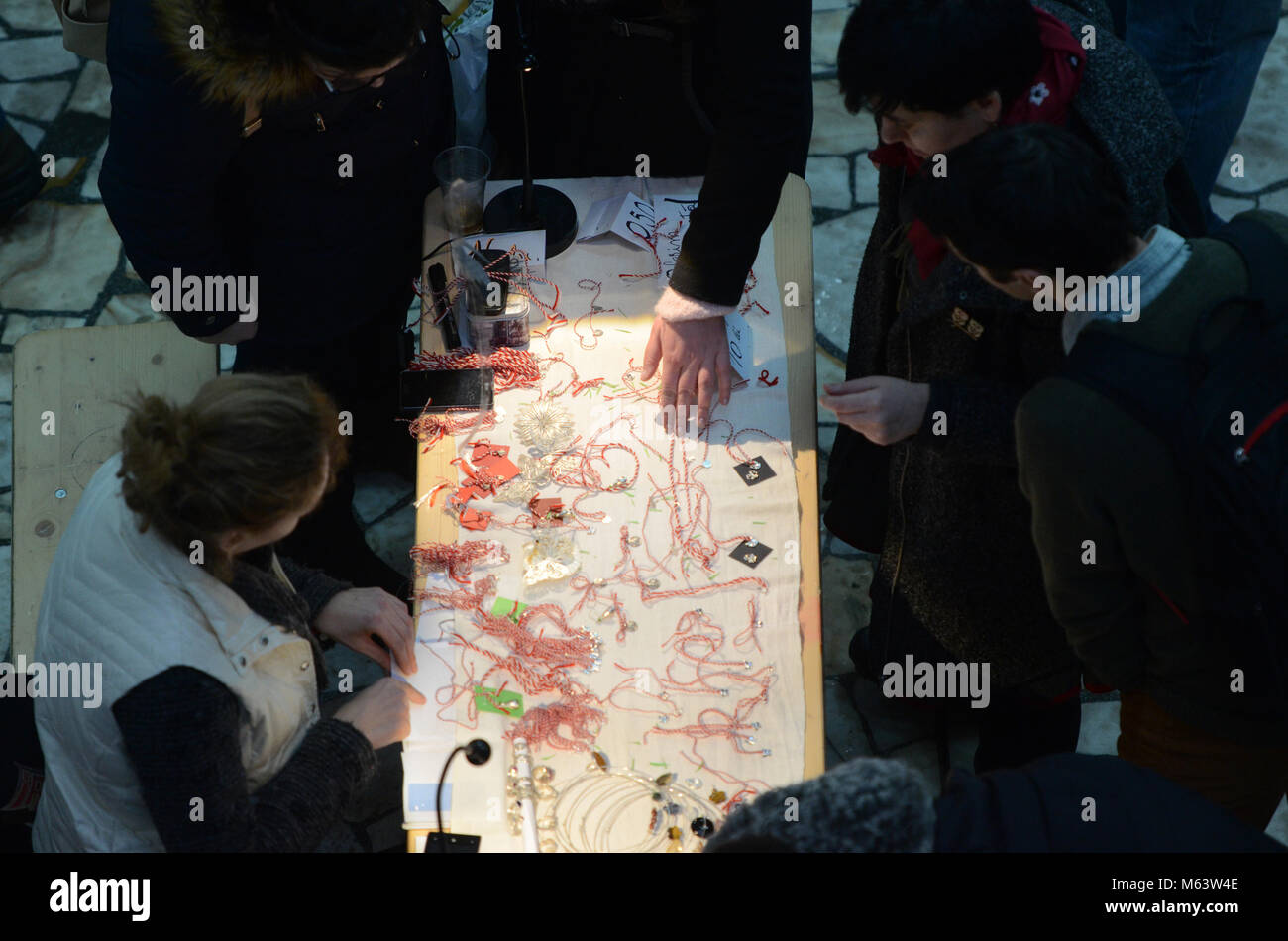 Bucharest, Romania. 28th Feb, 2018. Traditional spring amulets, called ...