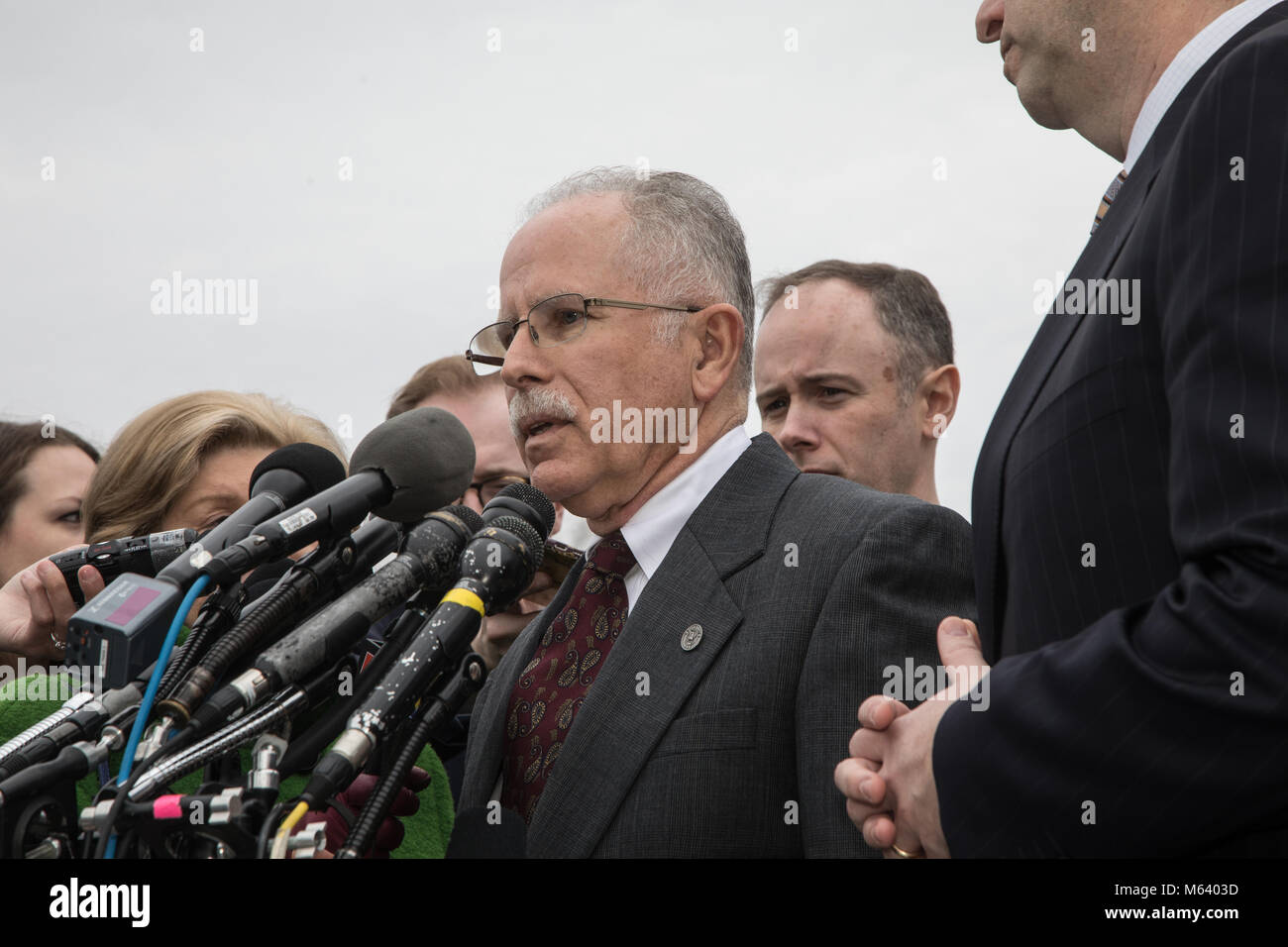 Mark Janus talks to reporters. The U.S. Supreme Court had just heard ...