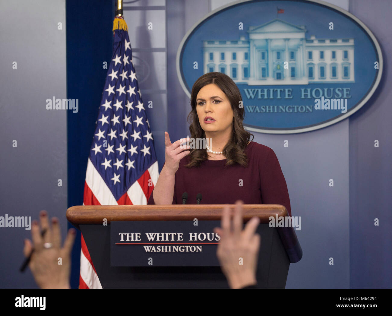 White House Spokesperson Sarah Sanders holds a news briefing, February ...