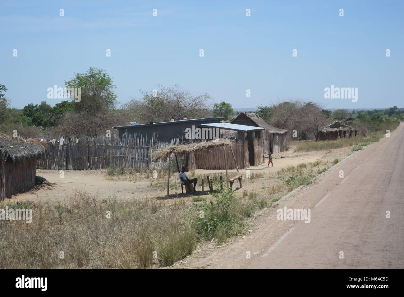 Poverty in Malagasy village. Small simple home on countryside of ...