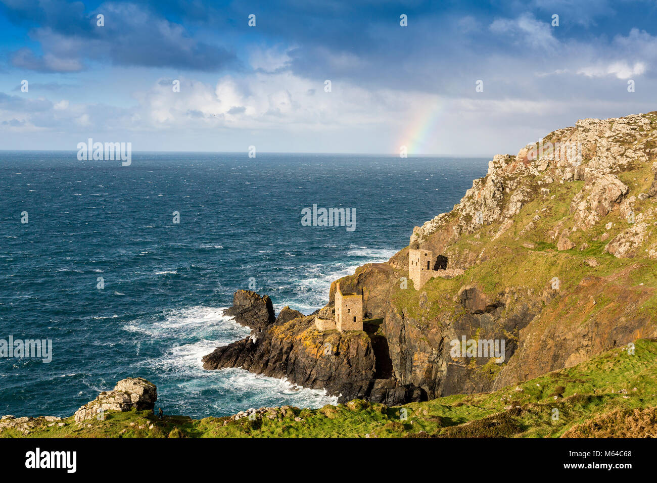 The ruins of the engine house of the Crowns tin mine at Botallack is ...