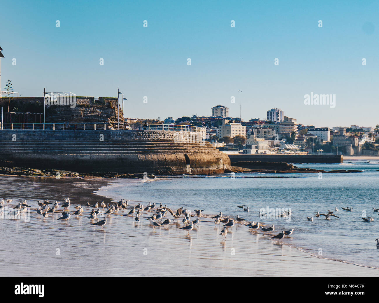 Cascais Panorama with the beach and promenade in Cascais, Portugal ...