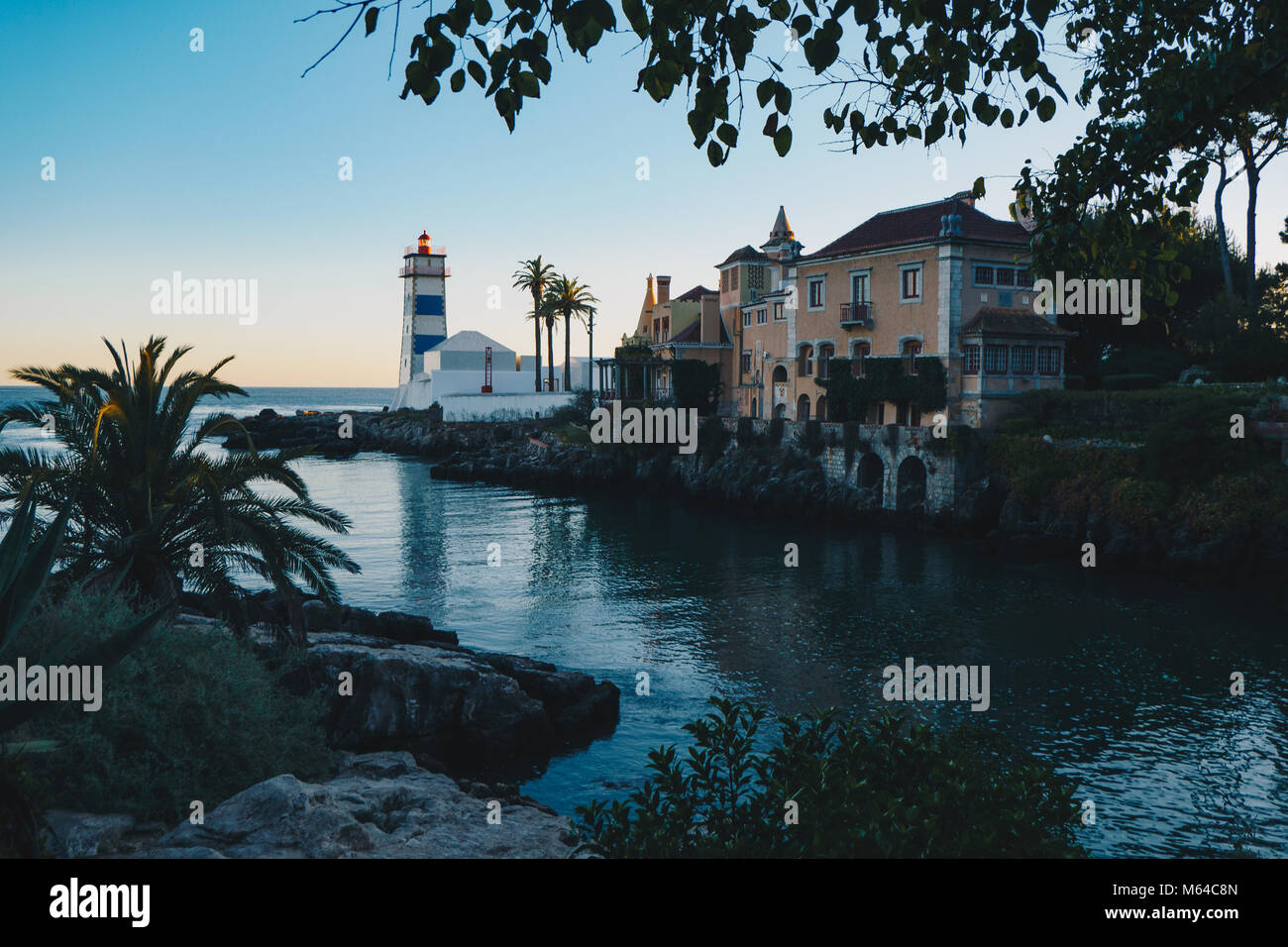 Santa Marta Lighthouse and museum in Cascais, Lisbon, Portugal Stock ...