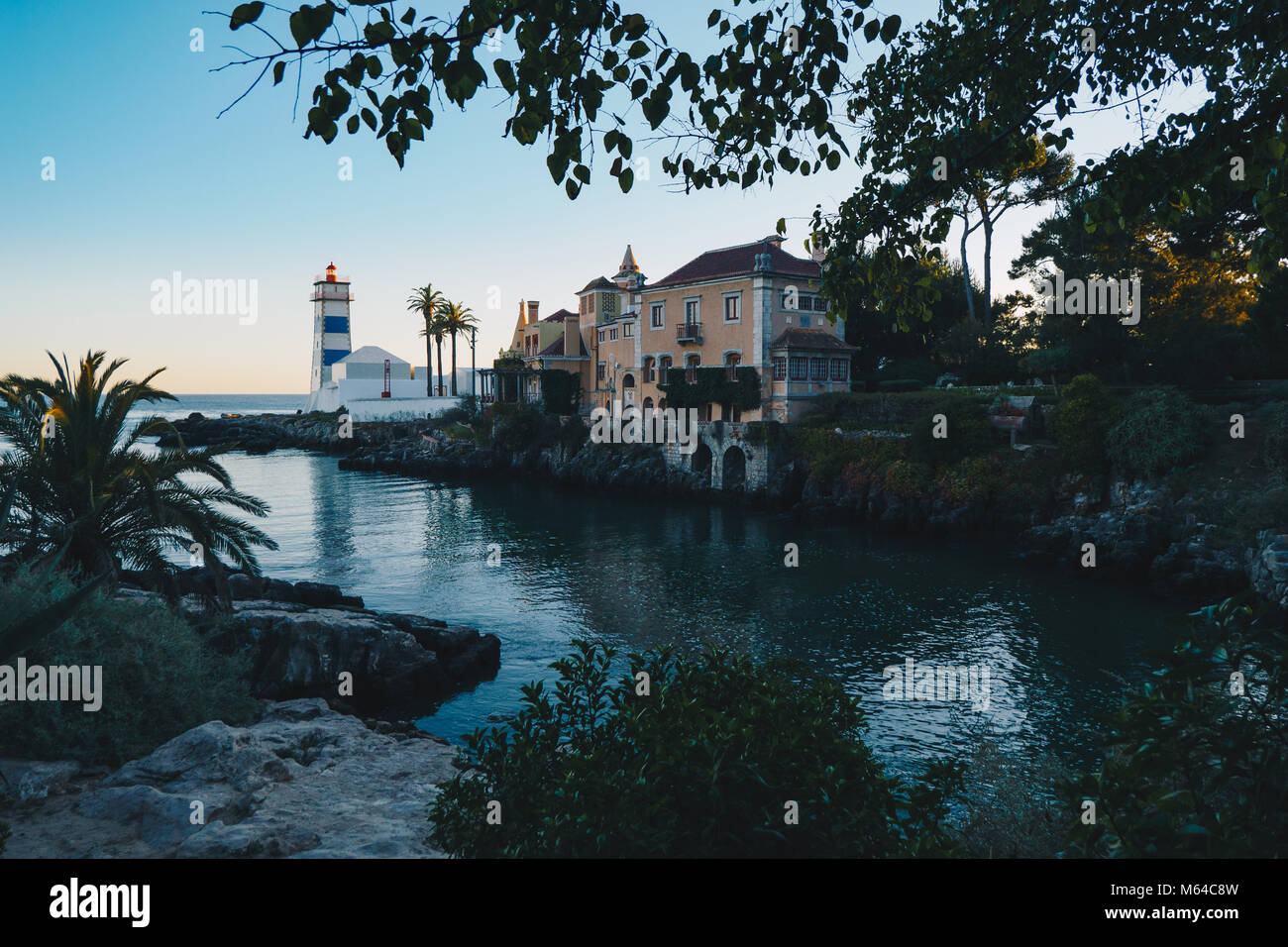 Santa Marta Lighthouse and museum in Cascais, Lisbon, Portugal Stock ...