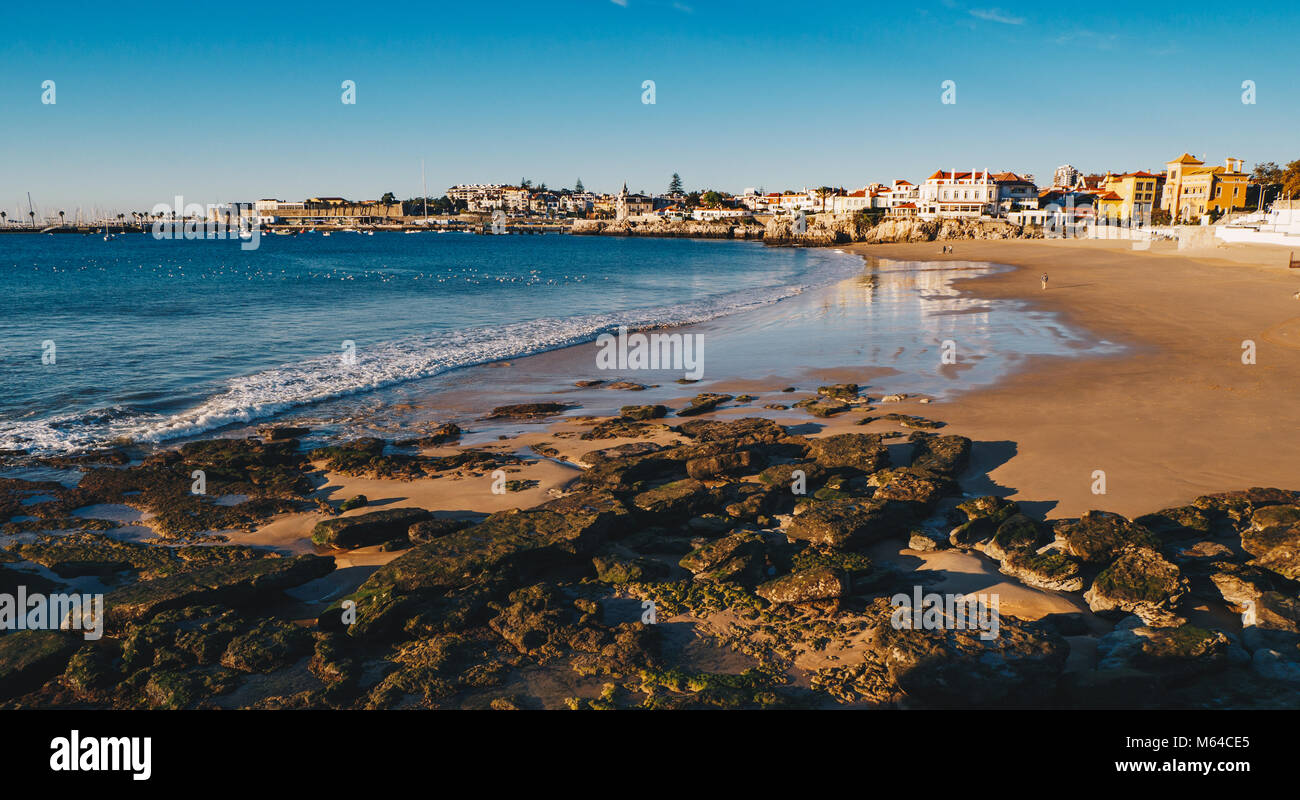 Cascais Portugal city panorama with it's famous Praia da Duquesa beach ...