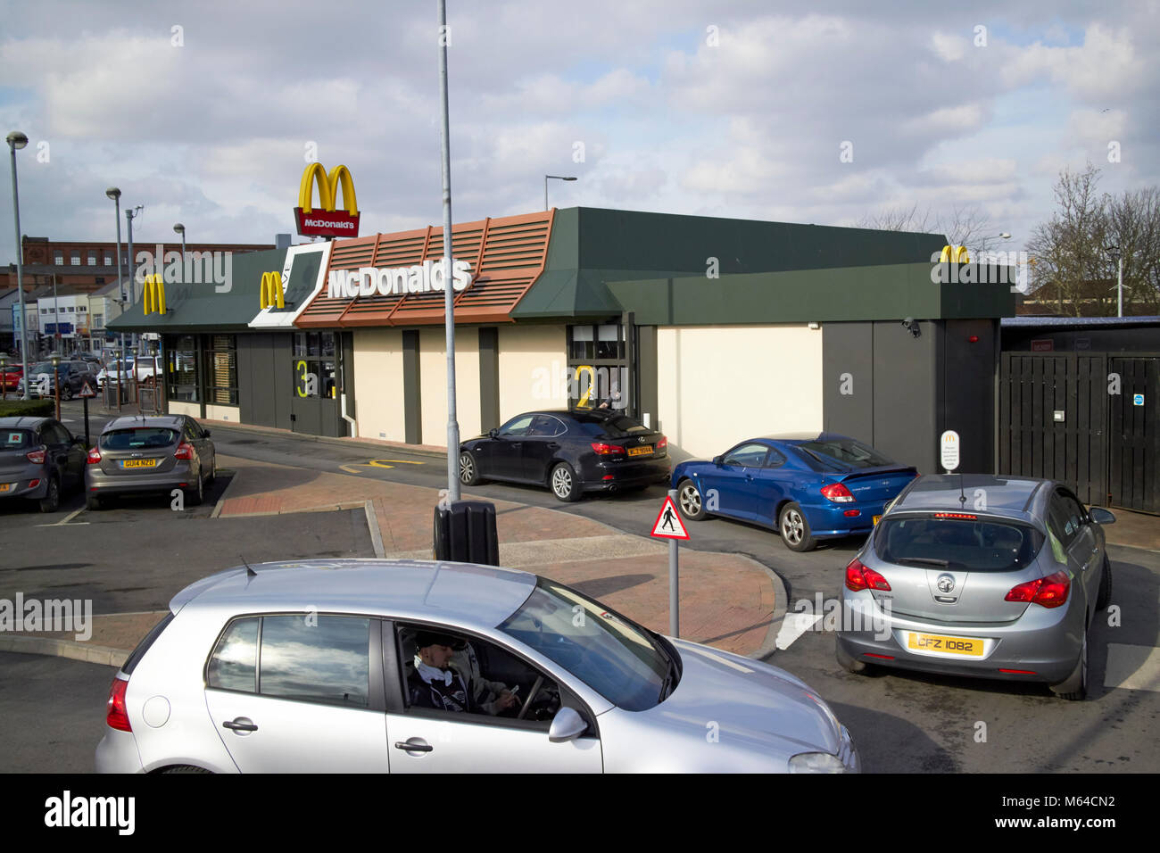 busy mcdonalds drive thru restaurant at lunchtime in northern ireland ...