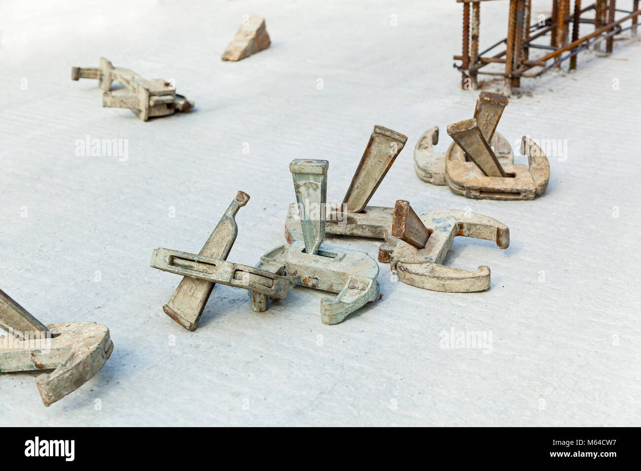 Construction workers fabricating steel reinforcement bar at the ...