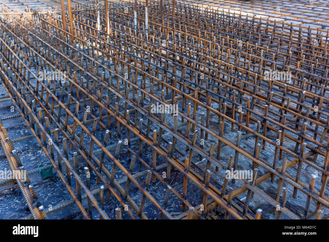Construction workers fabricating steel reinforcement bar at the ...