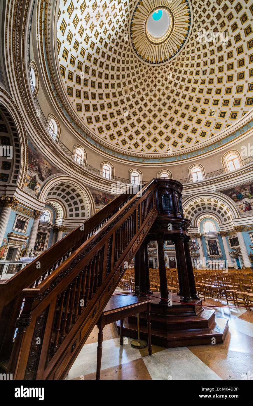 Interior of the Rotunda, Mosta, Malta Stock Photo - Alamy