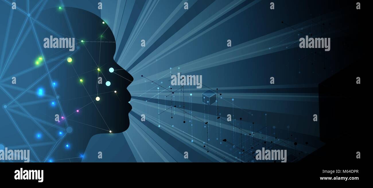 Abstract Artificial intelligence. Technology web background. Virtual ...