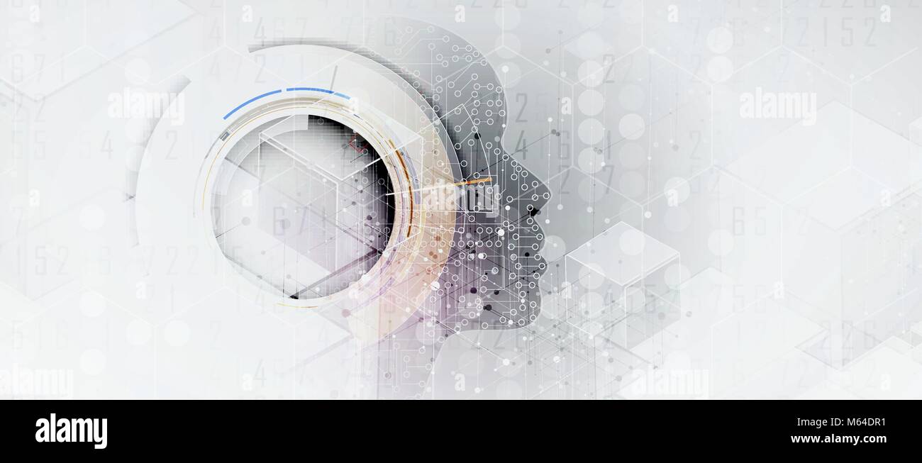Abstract Artificial intelligence. Technology web background. Virtual ...