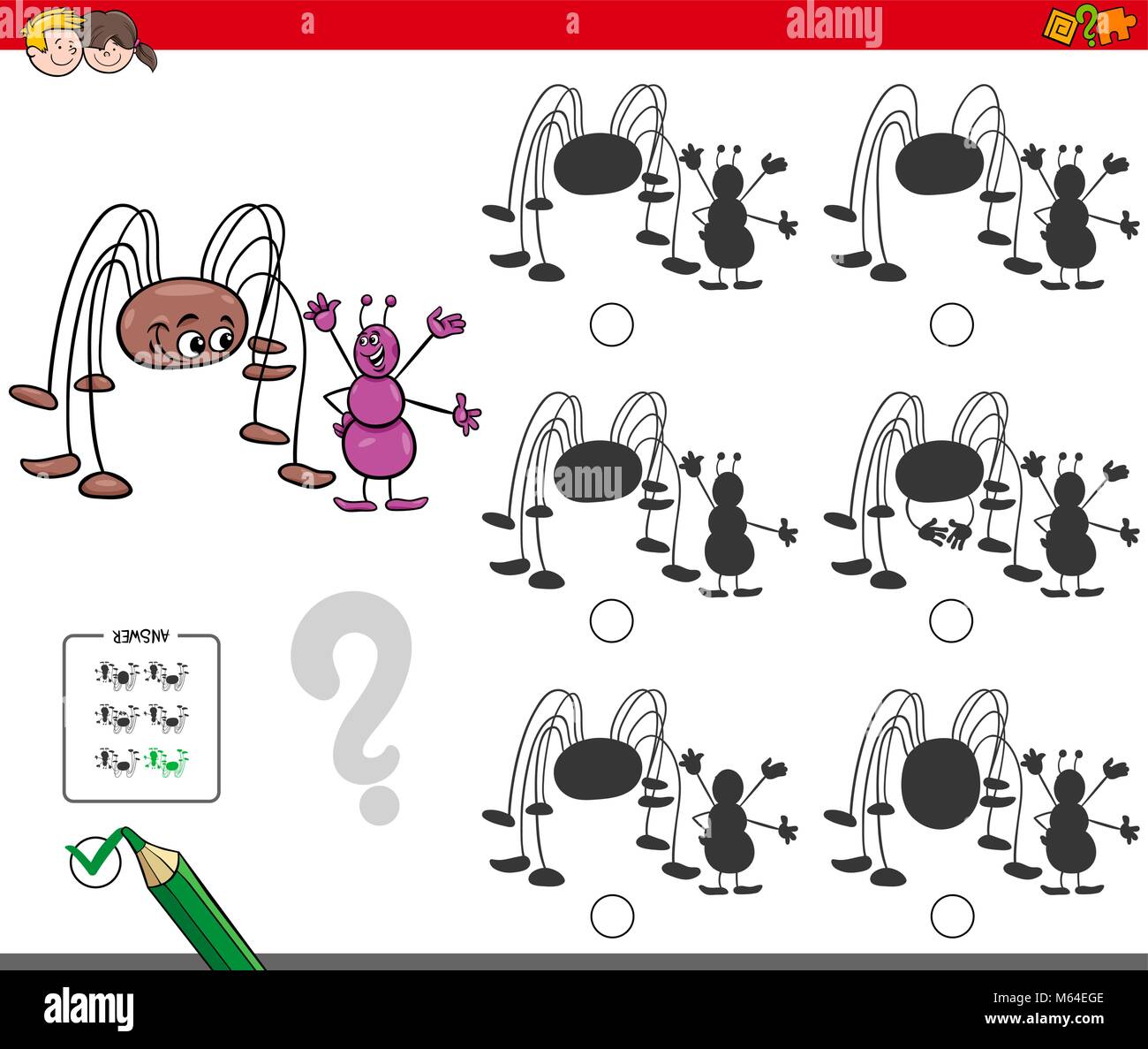 Cartoon Illustration of Finding the Shadow without Differences ...