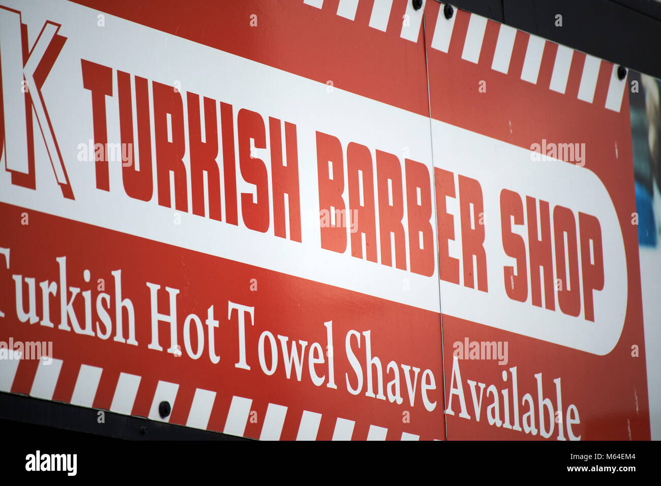 turkish barber shop sign on a store in the uk Stock Photo - Alamy
