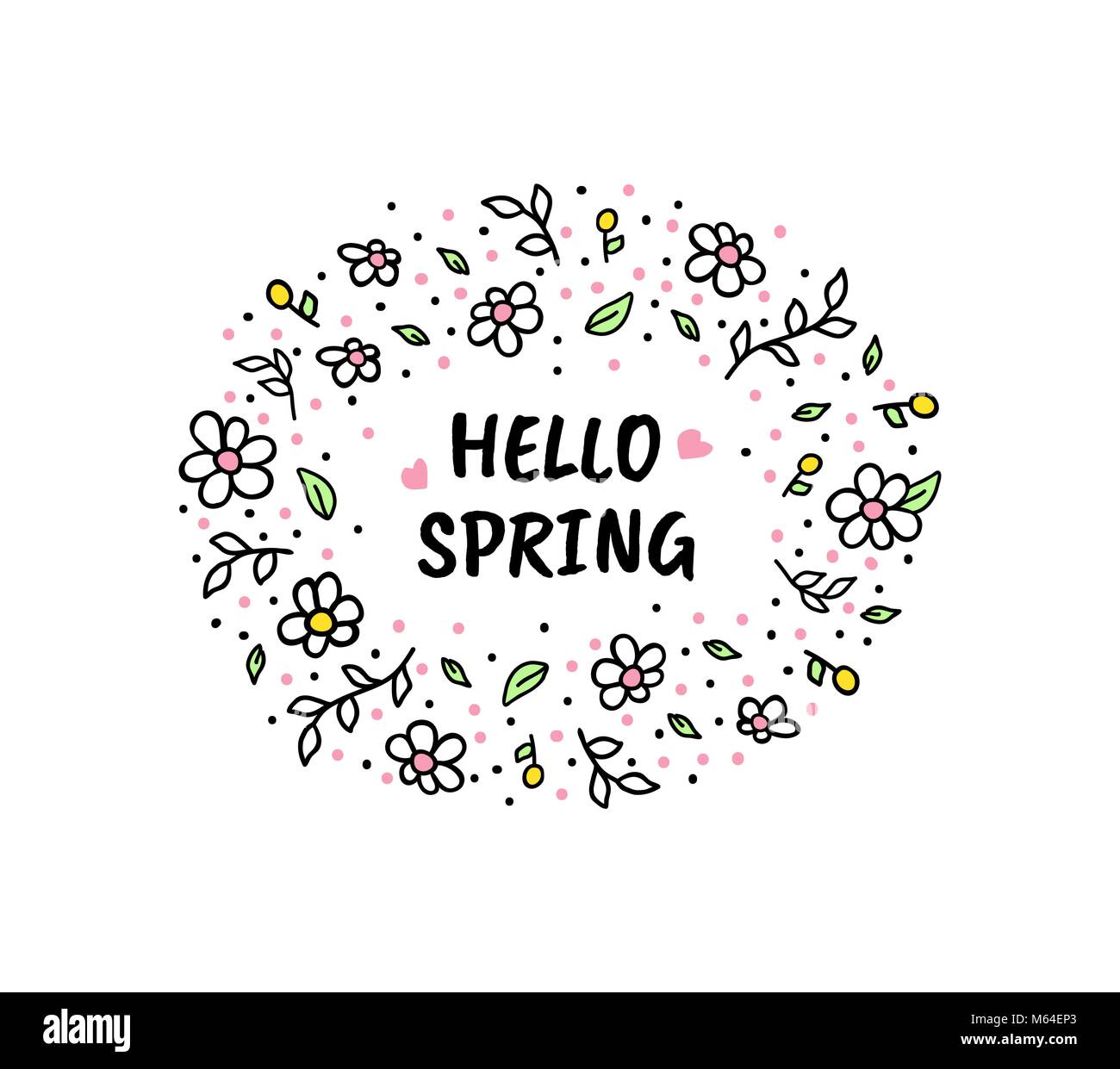 Hello spring Vector cartoon sketch illustration Stock Vector Image ...