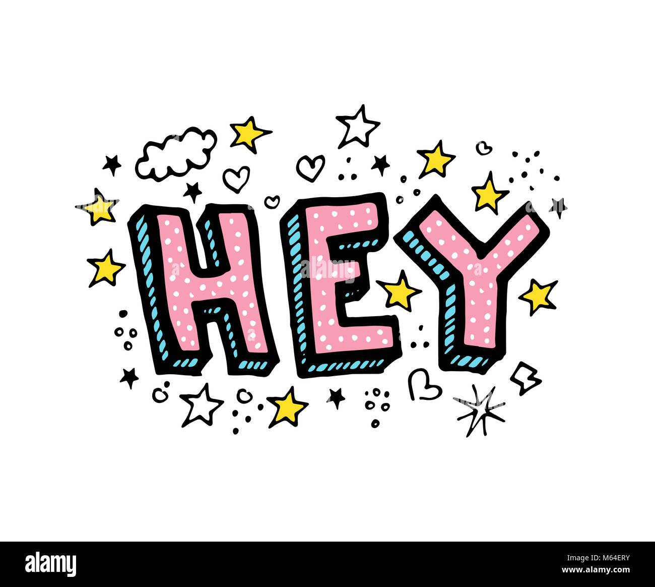 Hey. Vector cartoon sketch illustration background Stock Vector Image ...