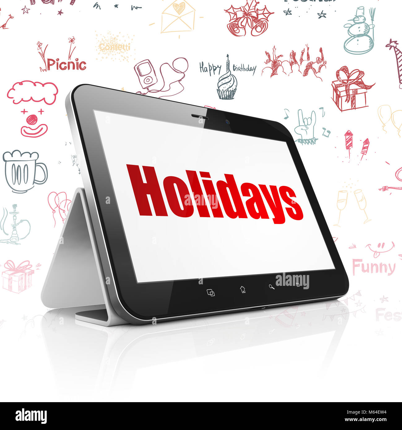 Entertainment, concept: Tablet Computer with Holidays on display Stock ...
