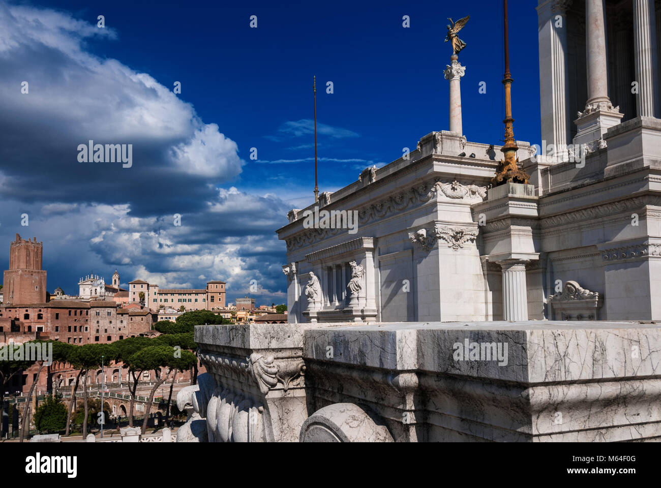 Rome historic center monuments. Trajan's Forum seen from Altar of ...