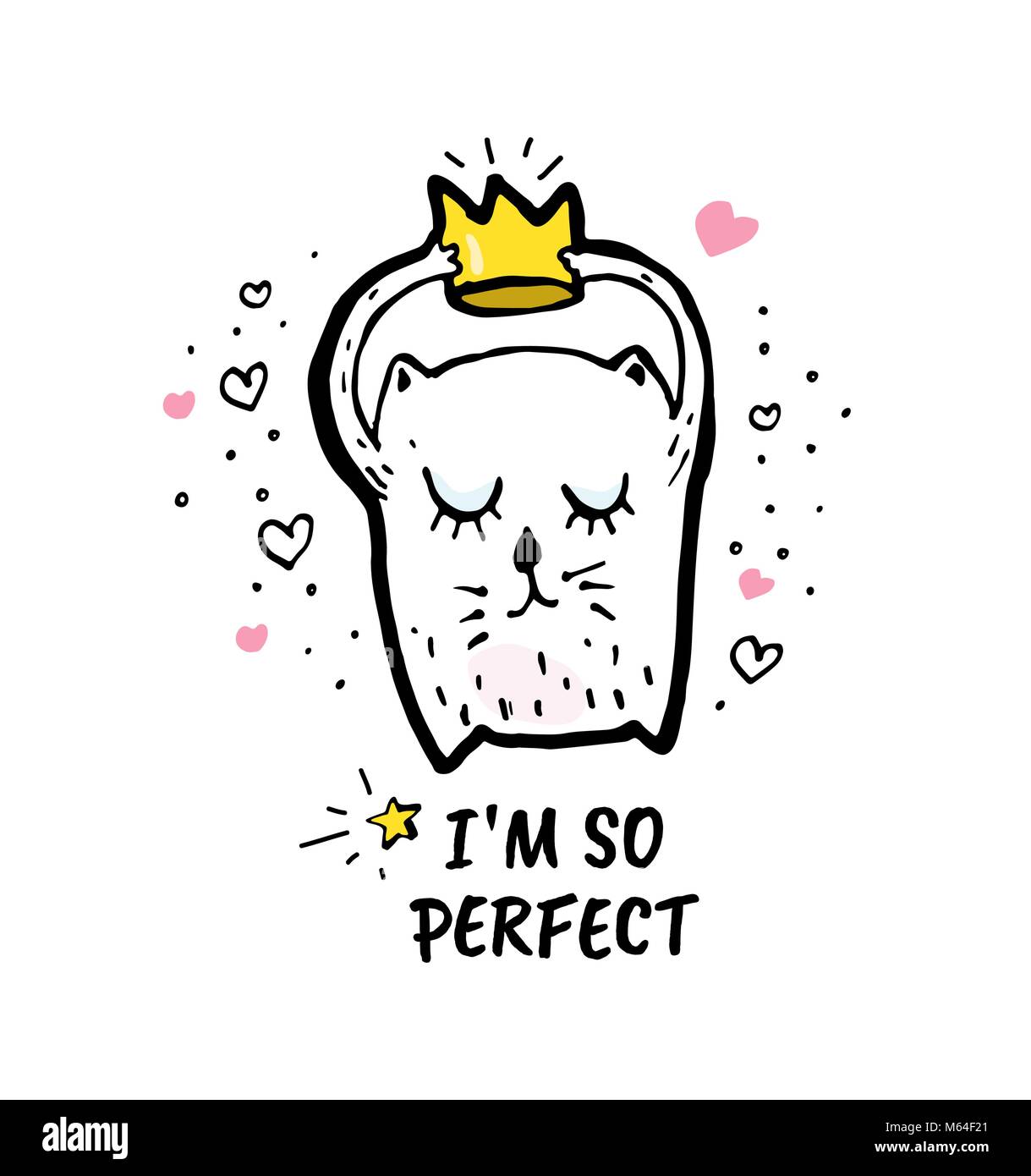 I am so perfect. Vector cartoon sketch illustration background Stock ...