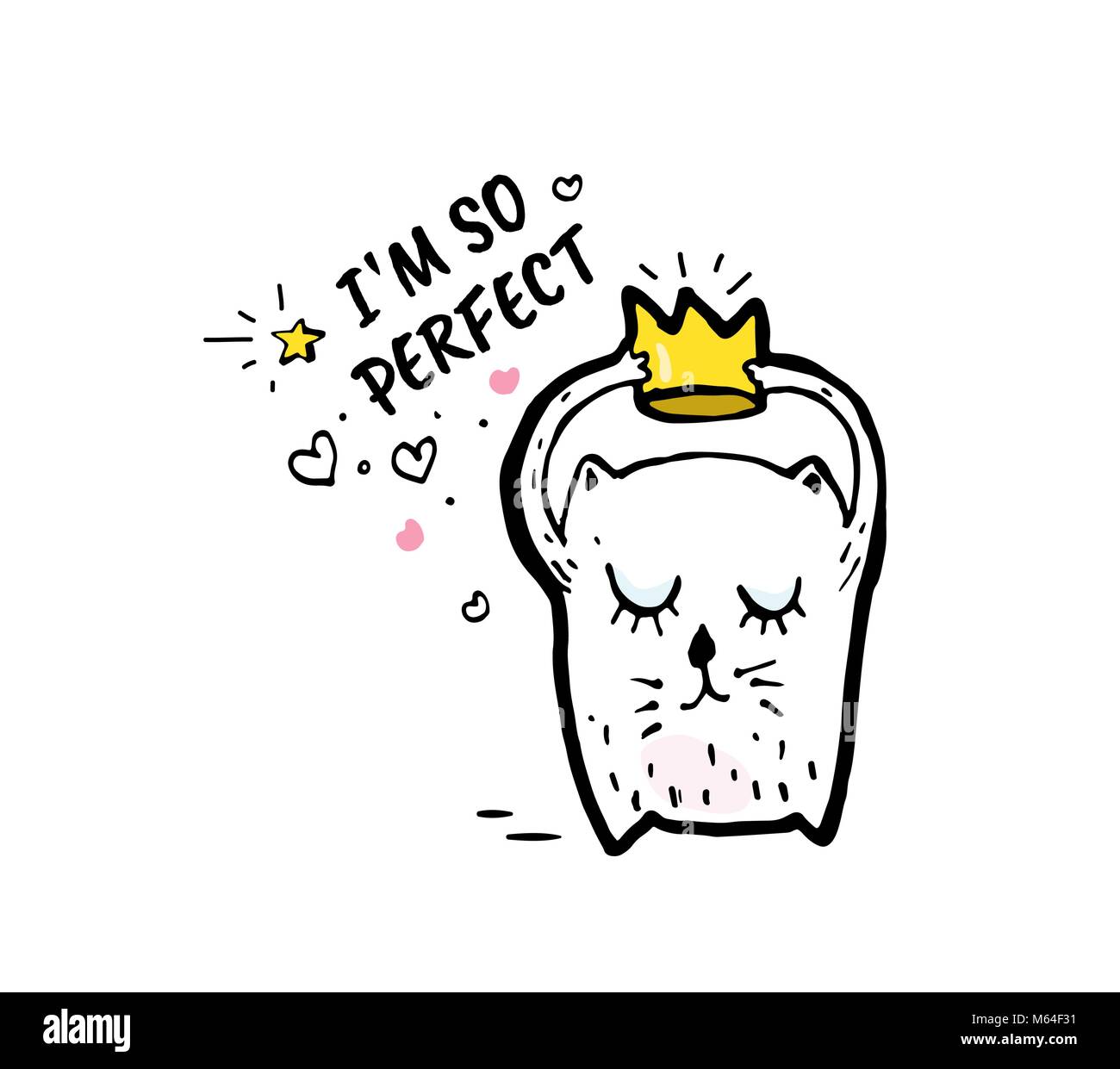 I am so perfect. Vector cartoon sketch illustration background Stock ...