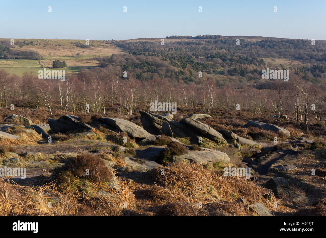 Rock formations in the peak district, Derbyshire, England Stock Photo ...