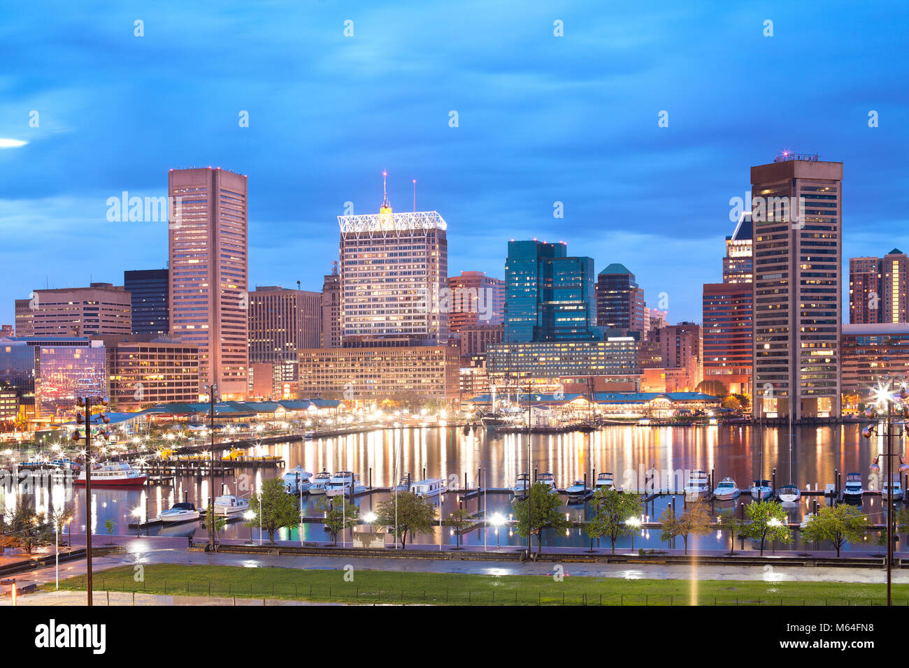 Downtown city skyline and Inner Harbor, Baltimore, Maryland, USA Stock ...