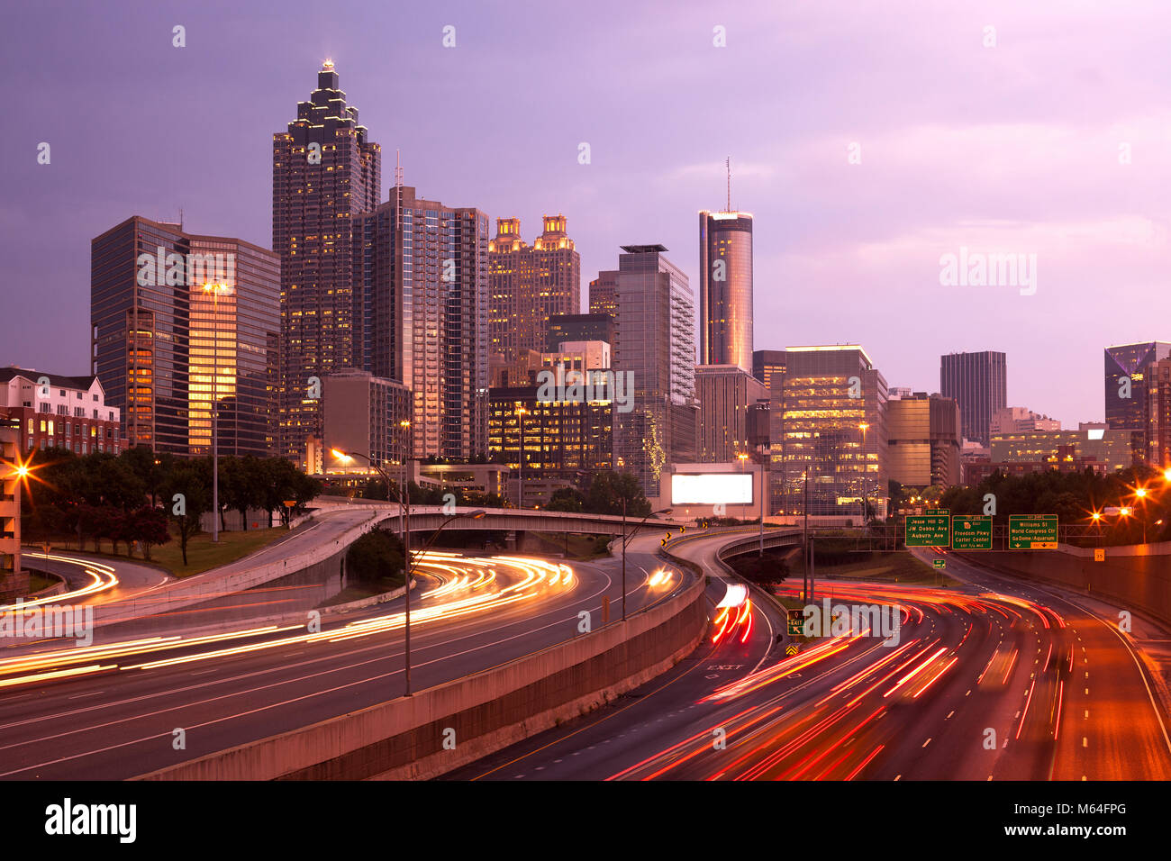 Downtown Atlanta at night, Georgia, USA Stock Photo - Alamy