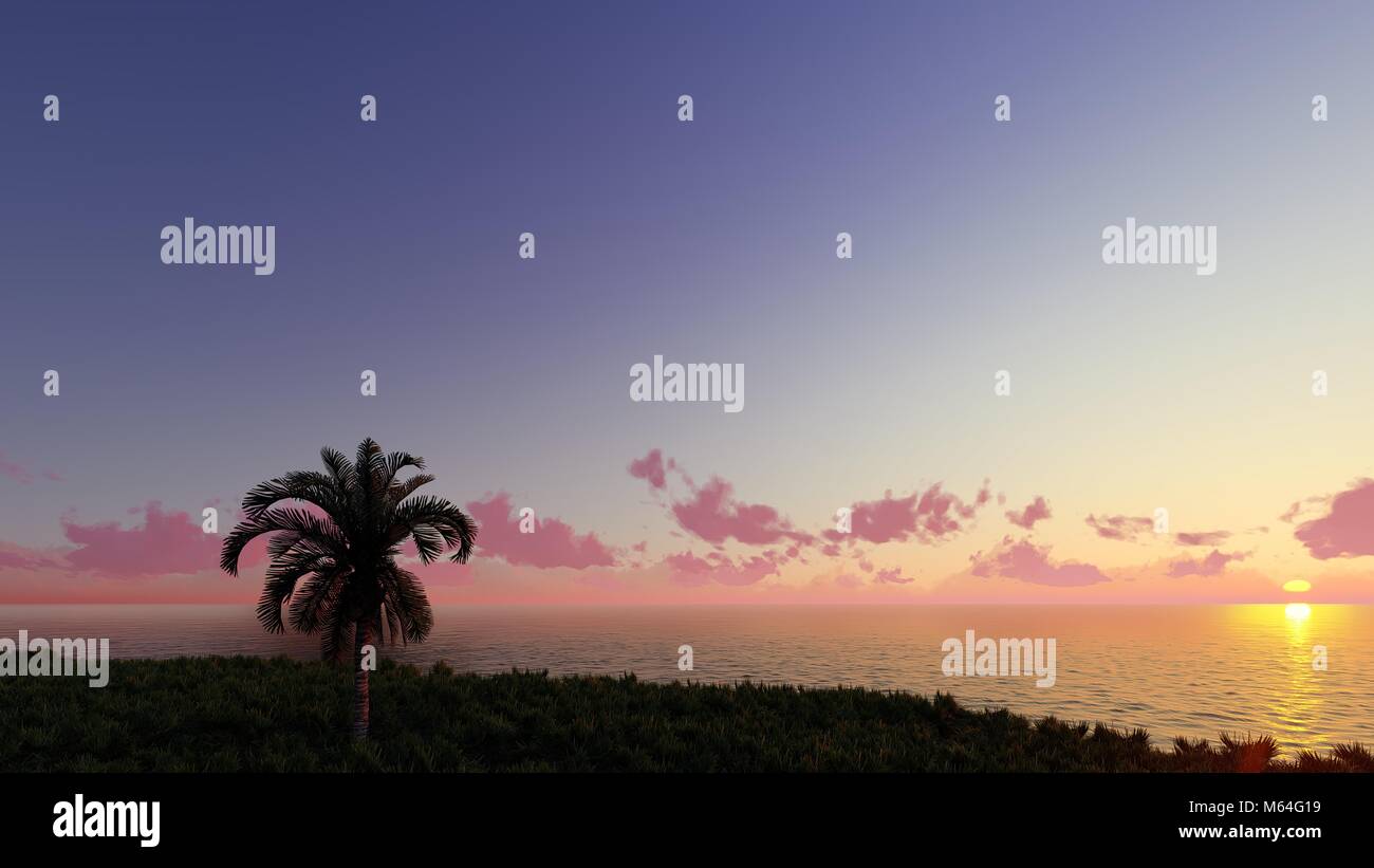 Nice sunset 3D render Stock Photo - Alamy