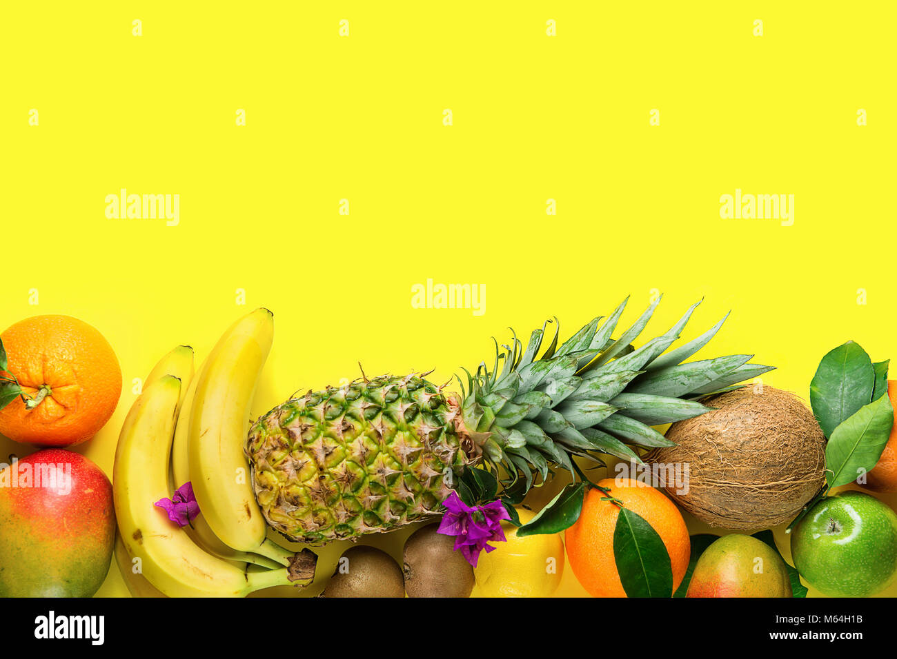 Variety of Different Tropical and Seasonal Summer Fruits. Pineapple ...